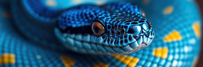 Bright Blue Snake Displays Intricate Patterns while Resting on a ...