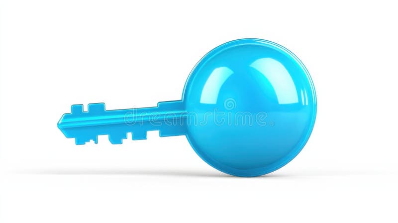 Bright Blue Spherical Key Resting on a Clean White Surface with a ...