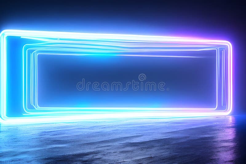 Bright Blue Standing Neon Light Backdrop and Background Stock ...