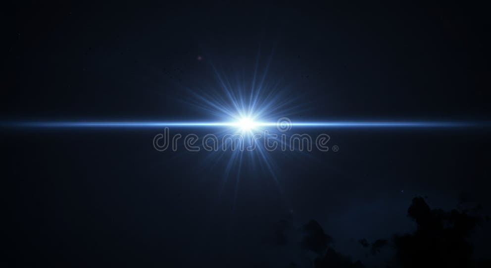 Bright Blue Star Light Beam in Dark Space Stock Illustration ...