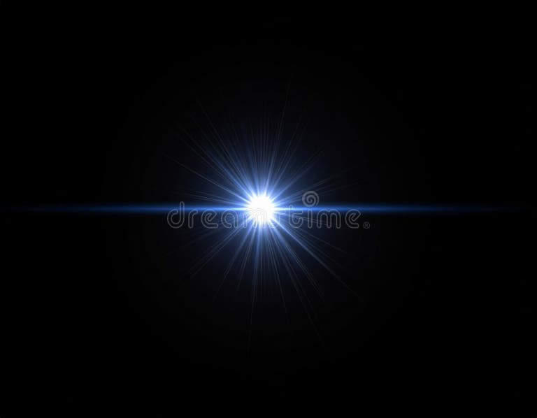 Bright Blue Star Light Burst on Black Background Stock Illustration ...