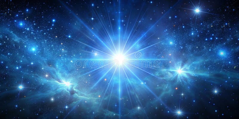 Bright Blue Star Shining in Deep Space Stellar Explosion Behind Star ...