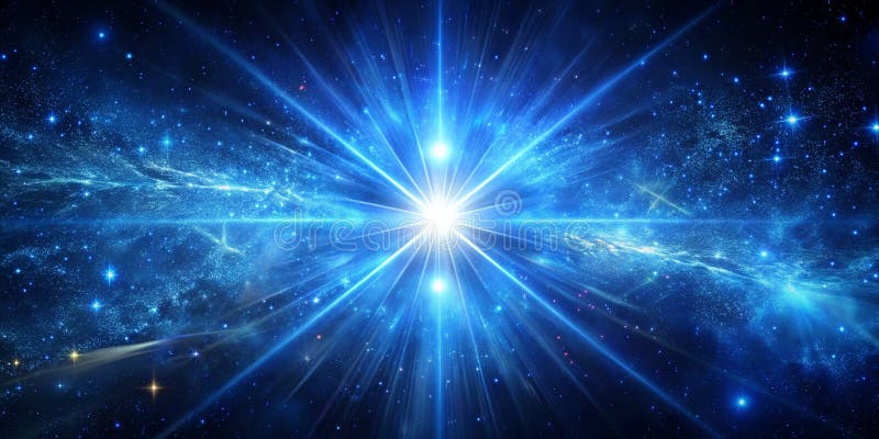 Bright Blue Star Shining in Deep Space Stellar Explosion Behind Star ...
