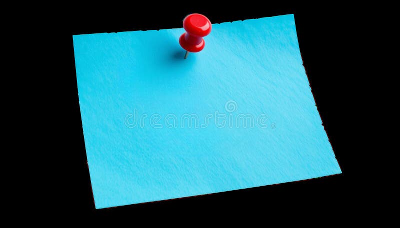 A Bright Blue Sticky Note Pinned with a Red Push Pin, Ideal for ...