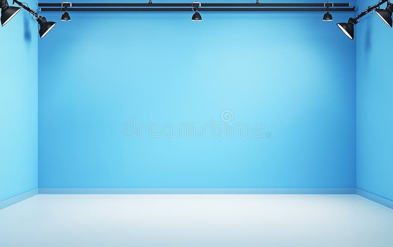 Bright Blue Studio Space with Adjustable Lighting for Creative Projects ...