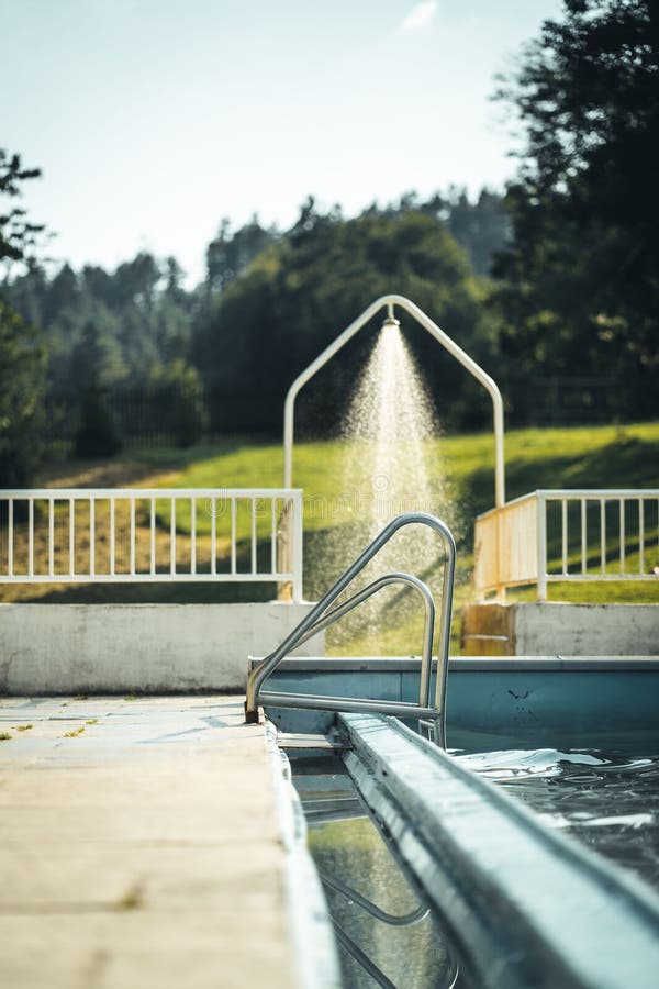 Bright Blue Swimming Pool on a Sunny Day Stock Photo - Image of plunge ...