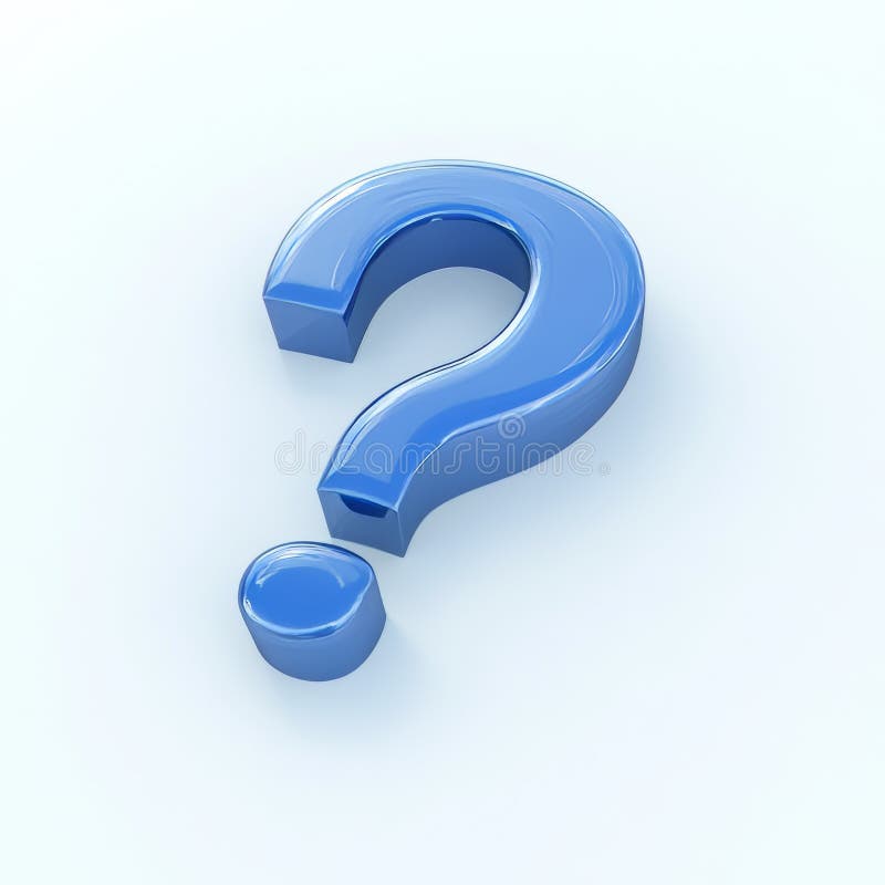 A Bright Blue Three-dimensional Question Mark is Isolated on a White or ...