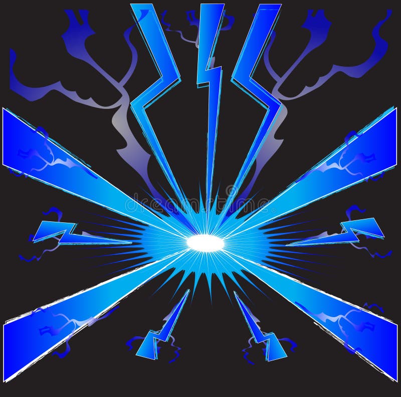 Bright blue thunderbolt stock vector. Illustration of communication ...