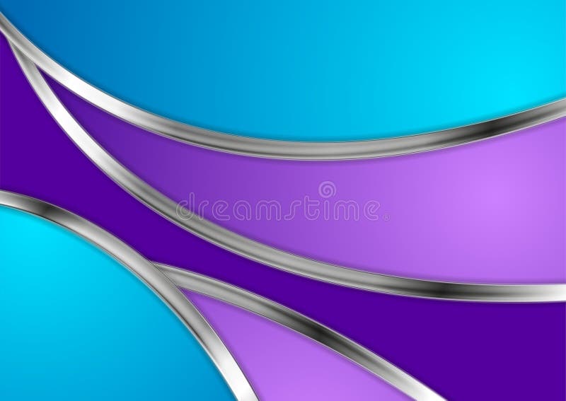 Bright Blue Violet Background with Metallic Waves Stock Vector ...
