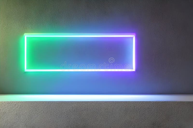 Bright Blue and Violet Rectangle Neon at the Wall Backdrop and ...