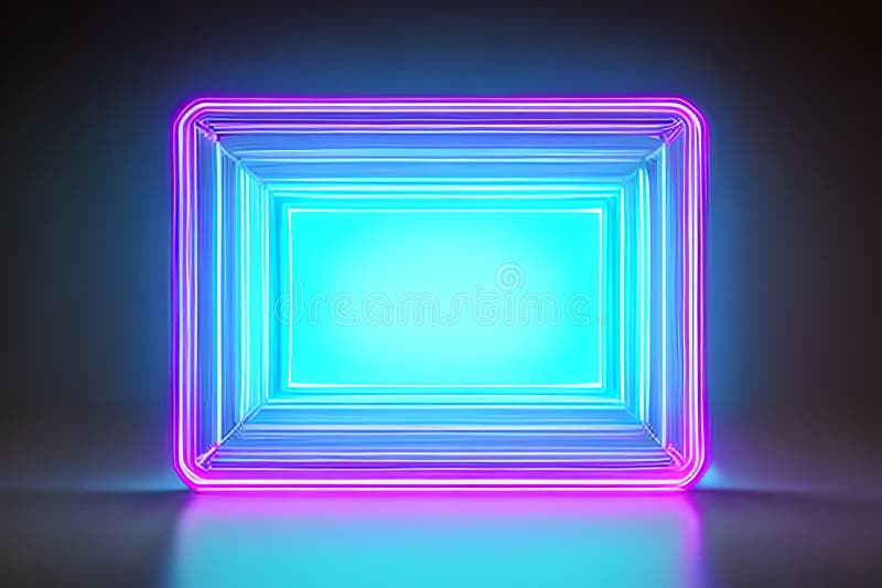 Bright Blue and Violet Rectangle Standing Neon Light Backdrop and ...