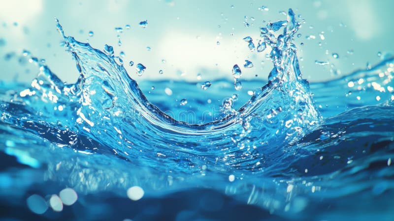 Bright Blue Water Splash with Glowing Edges, Playful and Energetic ...