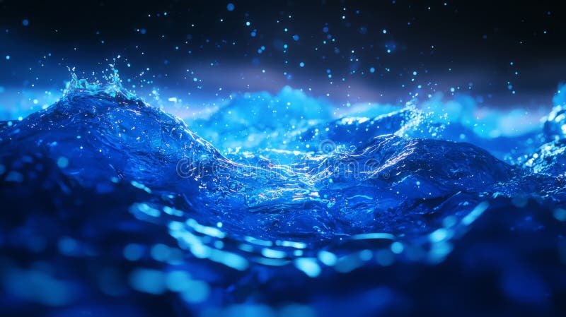Bright Blue Water Splash with Glowing Edges, Playful and Energetic ...