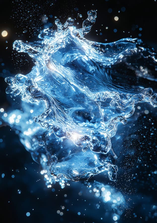 Bright Blue Water Splash with Glowing Edges, Playful and Energetic ...