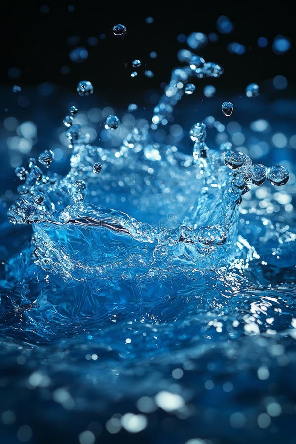 Bright Blue Water Splash with Glowing Edges, Playful and Energetic ...