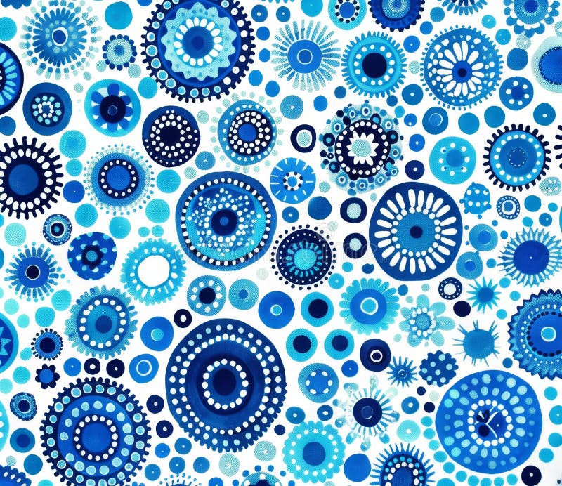 Bright Blue and White Polka Dot Pattern Showcases an Array of Circles ...