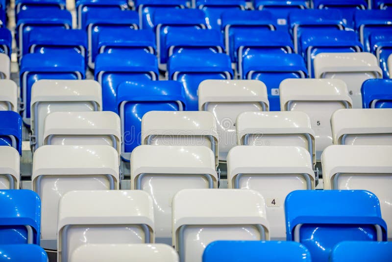 Bright Blue and White Stadium Seat Stock Image - Image of ground ...