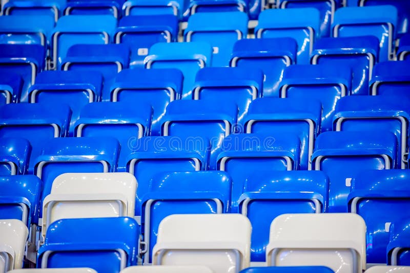 Bright Blue and White Stadium Seat Stock Image - Image of audience ...
