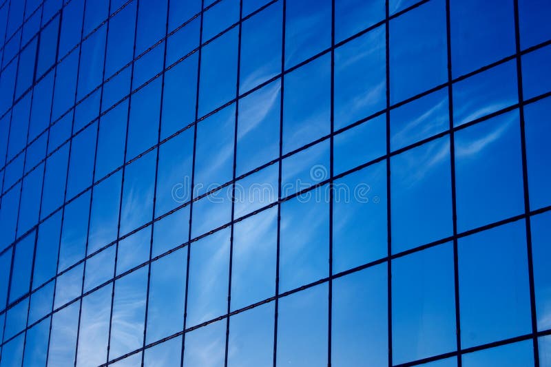 Bright Blue Windows Reflections Stock Image - Image of cloud, work ...