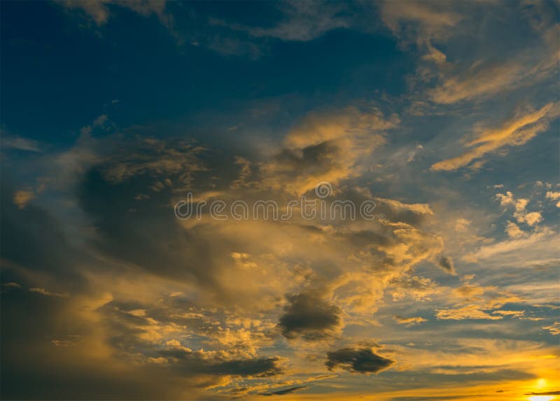Bright Blue - Yellow Color Sunset Sky. Stock Photo - Image of landscape ...