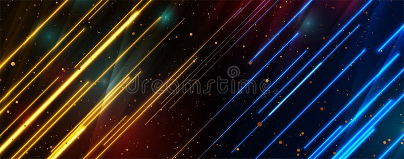 Bright Blue and Yellow Glowing Neon Abstract Background Stock ...