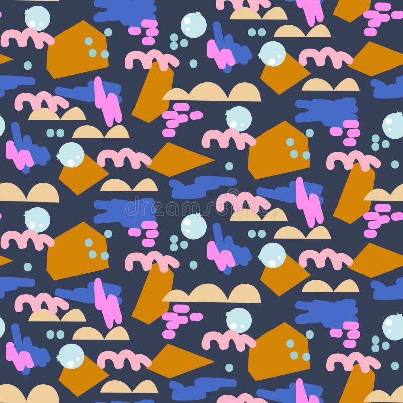 Bright Bold Abstract Shapes Seamless Vector Pattern. Stock Vector ...