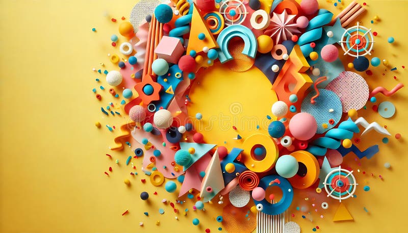 Bright and Bold Composition with Colorful Confetti and Abstract Shapes ...