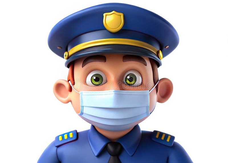 Bright Bold 3D Cartoon Police Officer Mask Design a Professional Fun ...