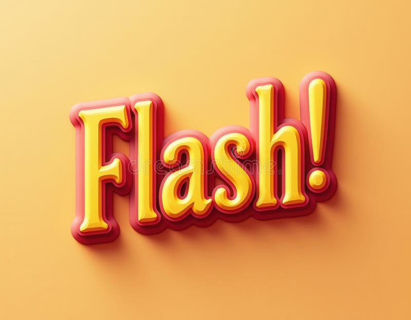 Bright and Bold 3D Text Reading Flash! in Vibrant Colors on a Yellow ...