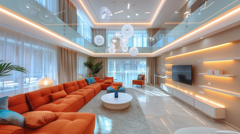 Bright and Bold Design Elements in the Living Room Create a Visually ...