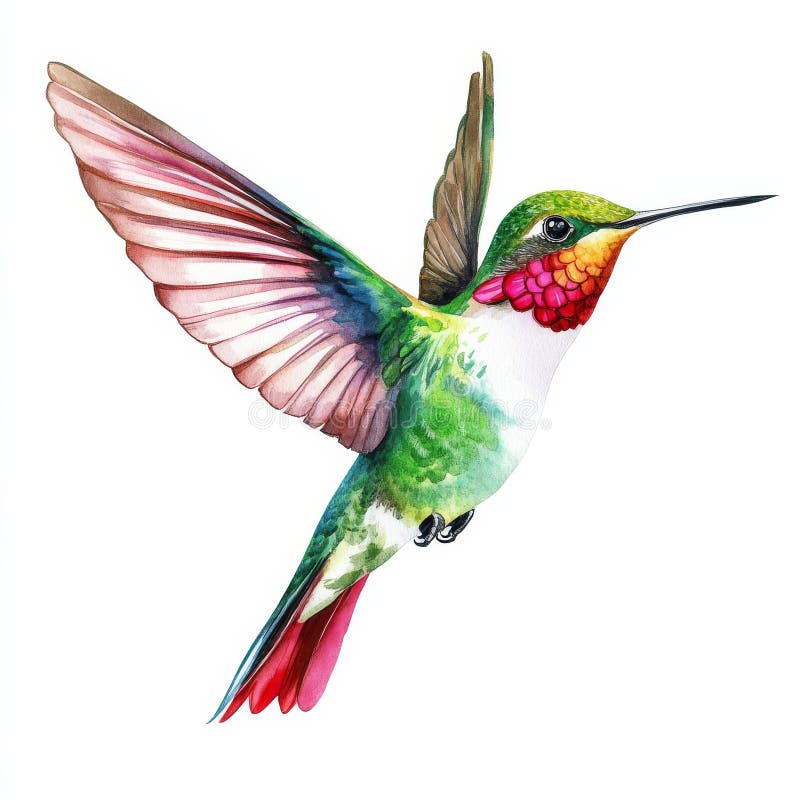 A Bright and Bold Hummingbird with Vivid Green and Ruby Feathers ...