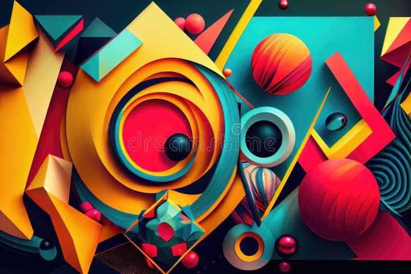 Bright and Bold Mix of Colors, Shapes, and Textures Stock Illustration ...
