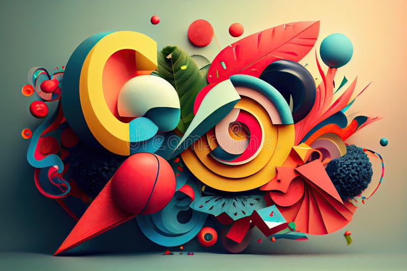 Bright and Bold Mix of Colors, Shapes, and Textures Stock Illustration ...
