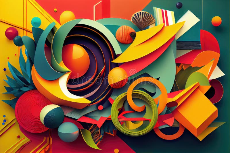 Bright and Bold Mix of Colors, Shapes, and Textures Stock Illustration ...