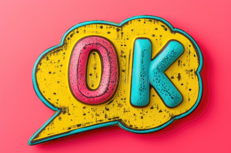 Bright and Bold OK Hand Lettering Design. Stock Illustration ...