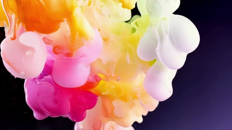 Bright and Bold Paint Splatters Dance in the Air Cascading Down in a ...