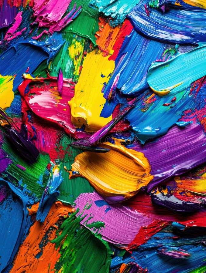 Bright, Bold Splashes of Color Fill a Palette, while Paintbrushes ...