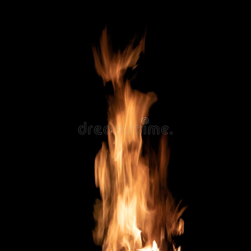 Bright Bonfire Flame Isolated on Black Background Stock Image - Image ...