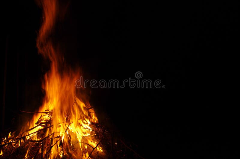 Bright Bonfire Lit in the Dark Stock Photo - Image of flame, night ...