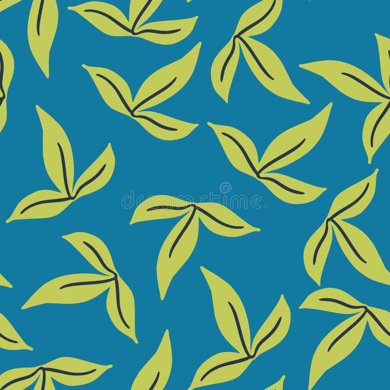 Bright Botanic Seamless Pattern with Random Green Simple Leaf Ornament ...