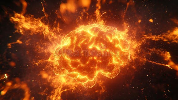 A Bright Brain Stands Out in the Midst of a Dark Setting. Stock Photo ...