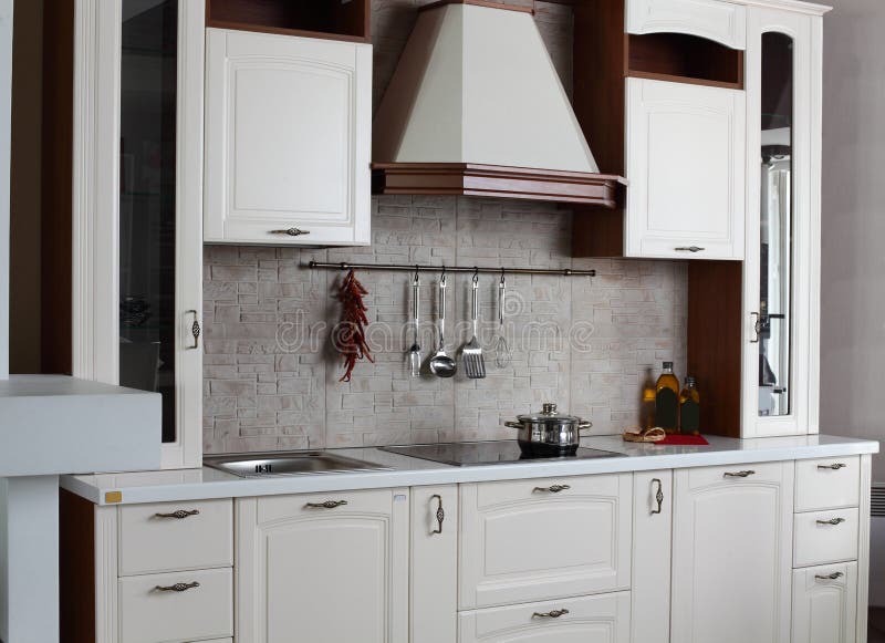 Bright Brand New European Kitchen Stock Image - Image of clean, design ...