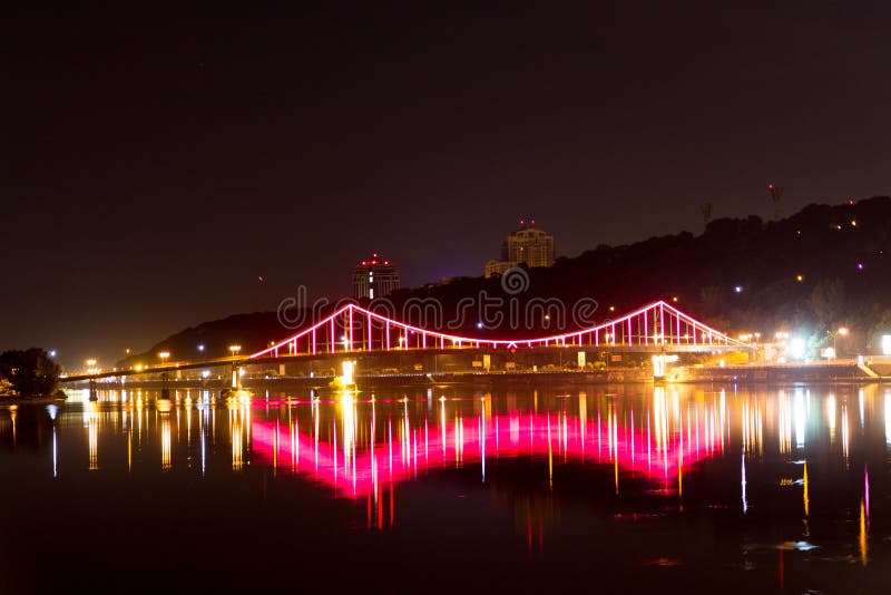 Bright Bridge Over the River. Most Red. Stock Photo - Image of color ...