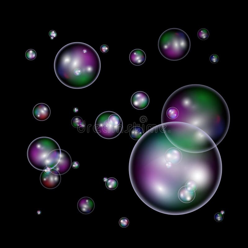 Bright Bubbles on a Black Background Stock Vector - Illustration of ...
