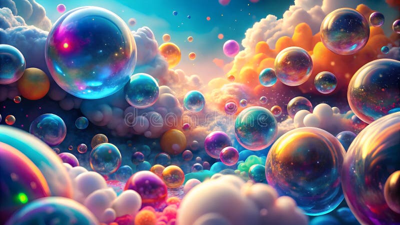 Bright Bubbles and Cloud Textures on an Abstract Canvas Stock ...