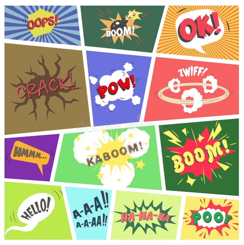 Bright Bubbles for Comics. Abstract Concept Vector Comics in Pop Art ...