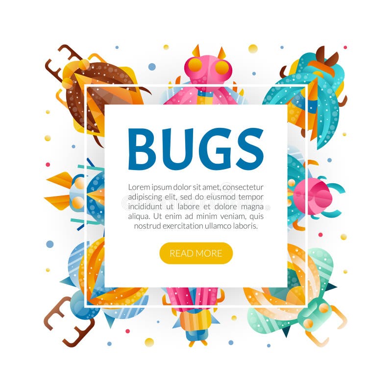 Bright Bugs and Beetle Insect with Wings Vector Design Template Stock ...