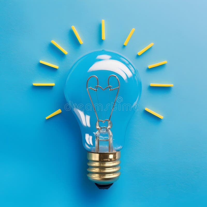Bright Bulb Creative Idea Blue Background Enhances Innovative Design ...