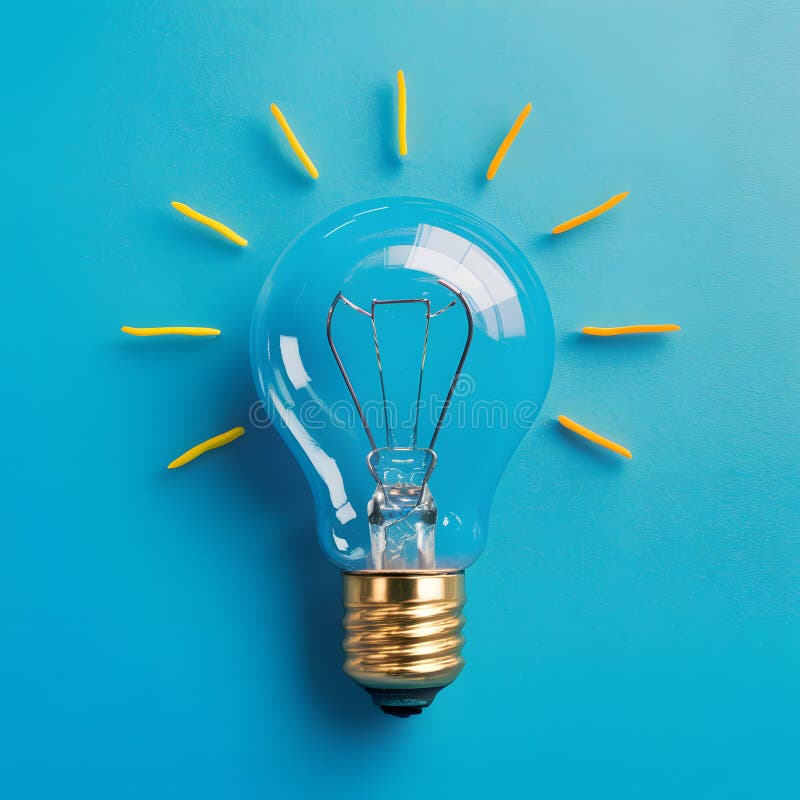 Bright Bulb Creative Idea Blue Background Enhances Innovative Design ...