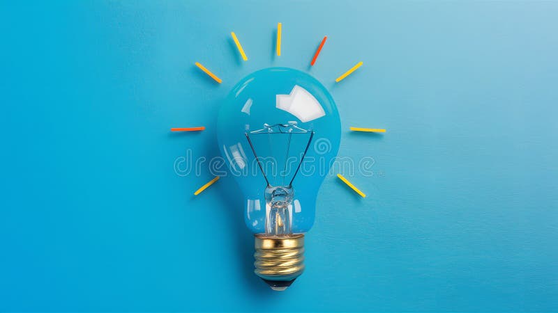 Bright Bulb Creative Idea Blue Background Enhances Innovative Design ...